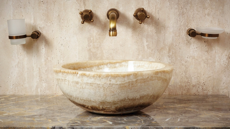 Бежевая раковина Bowl из камня оникса Beige Honey ИНДОНЕЗИЯ 637093111 ...