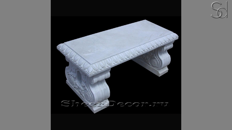Мраморная скамейка Melet Camomilla из камня Clouds в сборе